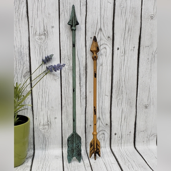 Home Interiors | Wall Decor | 2 Rustic Blue Aqua And Yellow Golden Iron ...